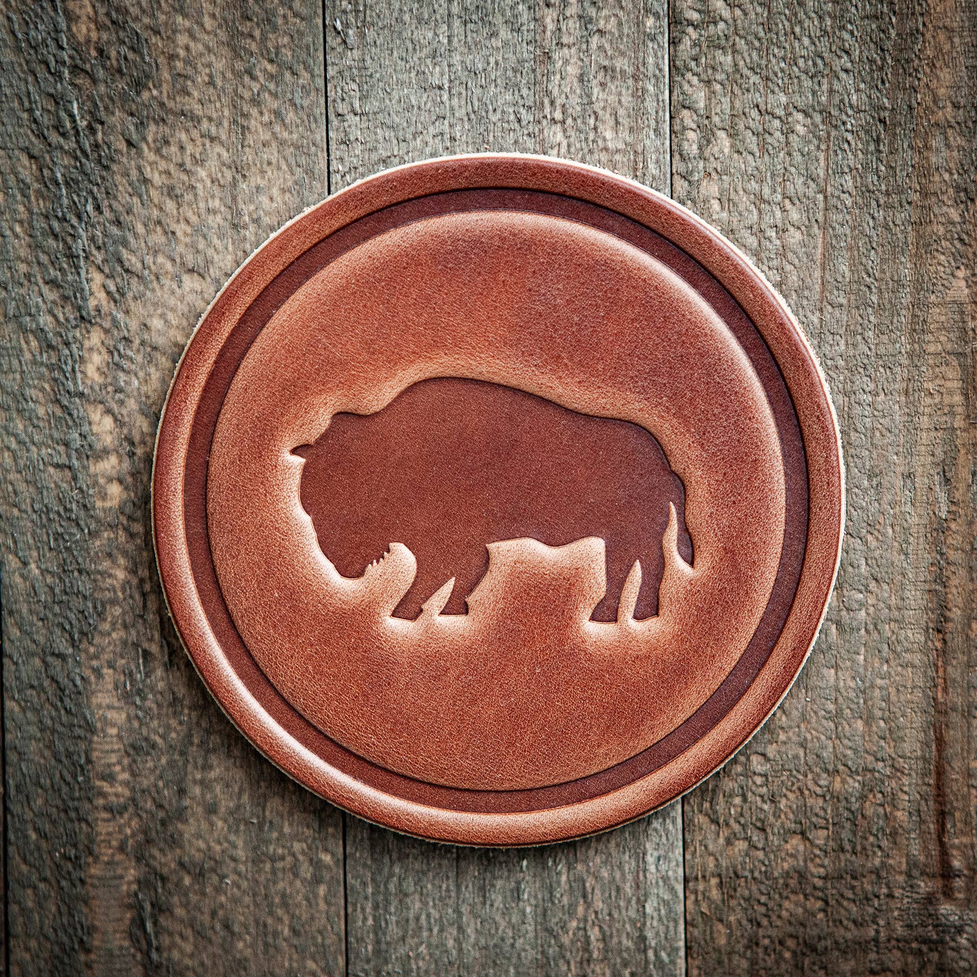 Buffalo Bison Leather Coaster – Timberbloom